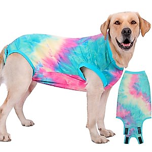 Uadonile Dog Surgery Recovery Suit, Surgical Recovery Suit for Dog Male Female, Spay Neuter Dog Recovery Suit, Cone Alternative Dog Surgical Onesie, Tie-dye Green, XXL