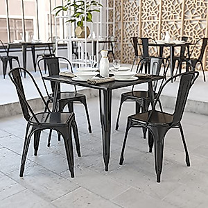 Flash Furniture Commercial Grade 35.5" Square Black Metal Indoor-Outdoor Table