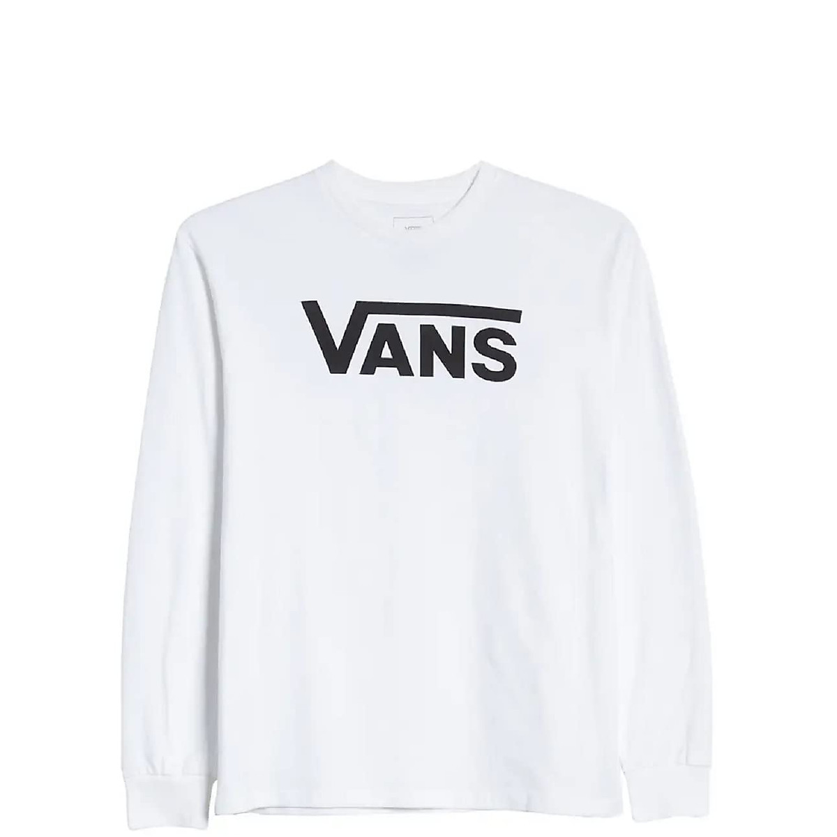 Vans Men's Long Sleeve Tee, (Left Chest Hit) White/Black, Size Medium