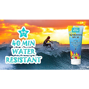 Reef Safe Sunscreen SPF 30+ All Natural, Water Resistant, Moisturizing, Biodegradable, Broad Spectrum UVA/UVB Coral Friendly Mineral Suncream from Reef Repair 4 fl. Oz