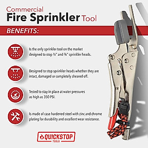 QUICKSTOP QCOM Commercial Fire Sprinkler Heads Shutoff Tool for Managing Accidental Fire Sprinklers Activation and Water Damage, Works On Upright, Pendant and Sidewall Sprinklers and Recessed Heads