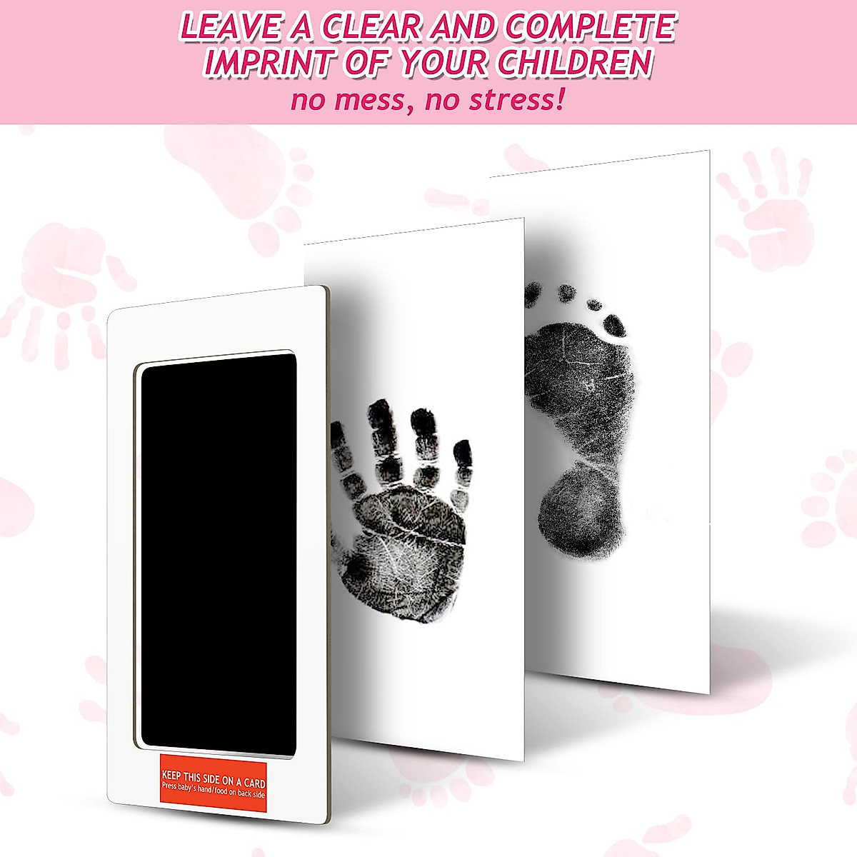 Outus Clean Touch Ink Pad Newborn Baby Handprint and Footprint Pet Paw Print Kit Inkless Infant Hand and Foot Stamp (Black)