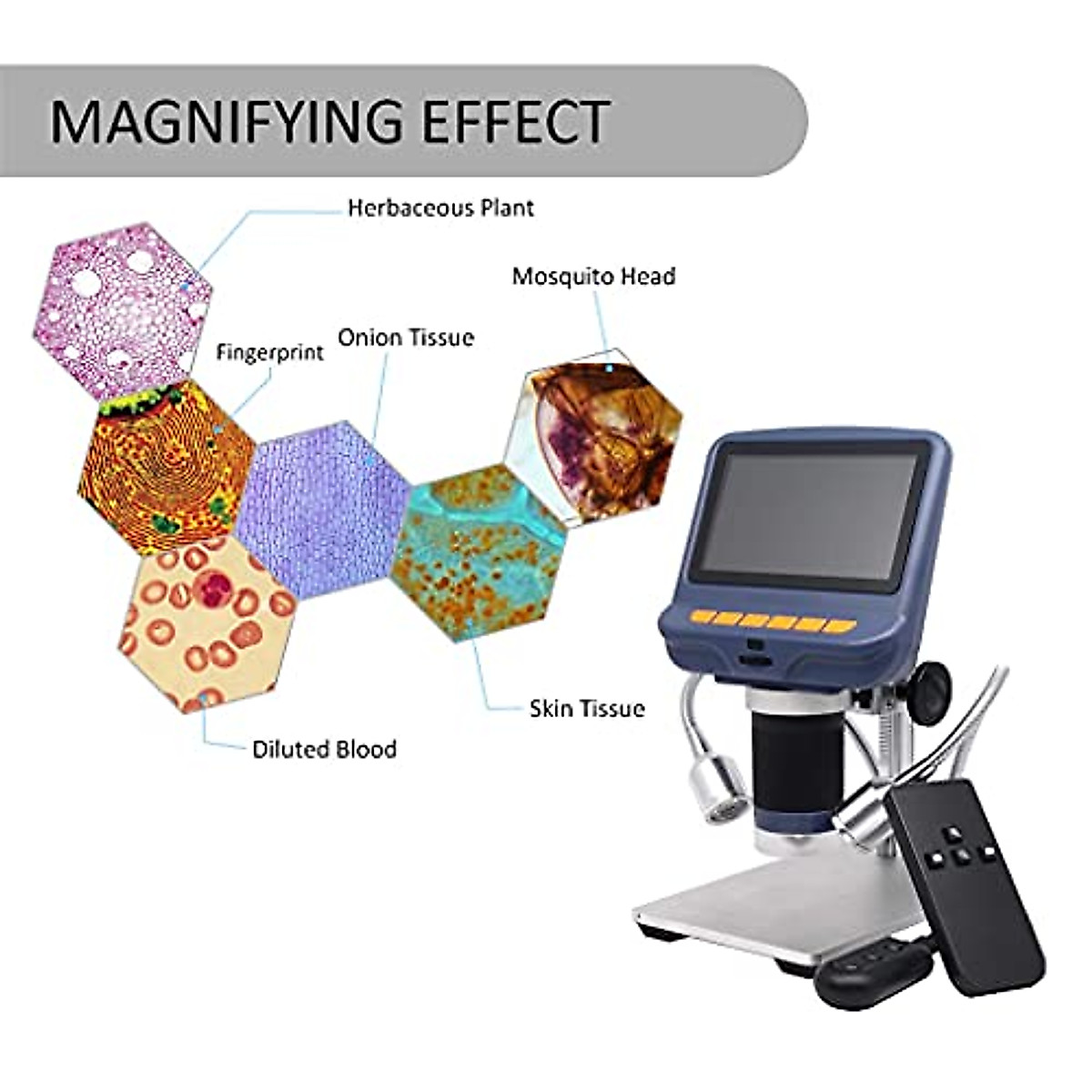 IULJH 220X Desktop Electronic Digital Stereo Microscope for Soldering Repairing with 4.3-inch Screen LED Light
