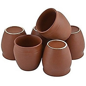 Odishabazaar Ceramic 6 Pc Kulhar Kulhad Cups Traditional Indian Chai Tea Cup Set of 6(5.4 oz)