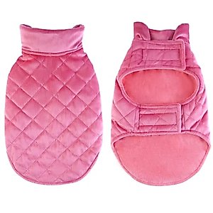 IECOii Dog Jacket for Cold Weather, Plush Pet Cotton-Padded Clothes for Autumn Winter, Pet Clothes with Adjustable Magic Sticker, Ultra Soft Pets Coat Vest for Cats and Small, Medium Dogs, Pink, L