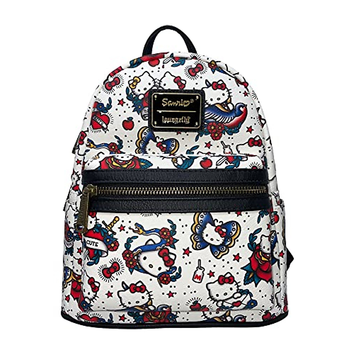 Loungefly Sanrio Hello Kitty Tattoo Allover Print Womens Double Strap Shoulder Bag Purse