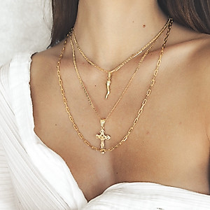 Barzel 18K Gold Plated Flat Marina Chain With Italian Horn Necklace Cornicello - Made In Brazil (20 Inches)