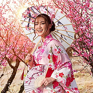 4Pcs Oiled Paper Umbrella Chinese Classical Plum Blossom Paper Umbrella Parasol Art Dance Japanese Umbrella for Wedding Decor (22 x 15 inches)