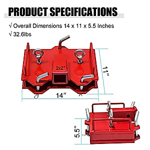 Hasopy Insert Forklift Trailer Hitch Receiver for Dual Pallet Forks Towing Adapter Attachment, 2" Trailer Hitch Receiver Heavy Duty Steel 6500lbs Capacity