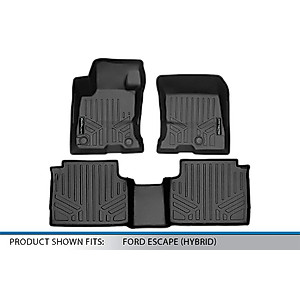 SMARTLINER All Weather Custom Fit Floor Mats 2 Row Liner Set Black Compatible with 2020-2023 Ford Escape (Hybrid Models Only)