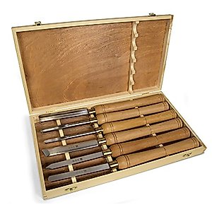 WEN CH11 6-Piece Artisan Chisel Set with 6-Inch High-Speed Steel Blades and 10-Inch England Beech Handles