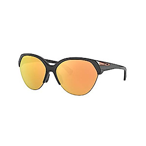 Oakley Women's Oo9447 Trailing Point Rectangular Sunglasses, Matte Black/Prizm Rose Gold Polarized, 65 mm