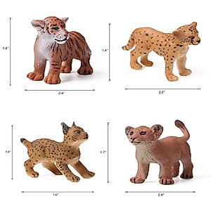 16pcs Baby Safari Animals Figures Realistic Wildlife Creatures Figurines Baby Animals African Jungle Zoo Miniature Toys Cake Toppers Birthday Gift for Kids