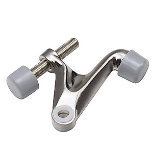 Triumph Hardware 2 Pack Hinge Pin Door Stopper,Adjustable Heavy Duty Door Stopper 2-3/8"x15/16”,Brushed Satin Nickel,with Black Rubber Bumper Tips