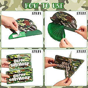 9 Pieces Army Party Decorations Camouflage Birthday Party Decorations Military Honeycomb Centerpieces for Tables Decorations for Boys Girls Birthday Party Baby Shower Supplies Decor Photo Prop