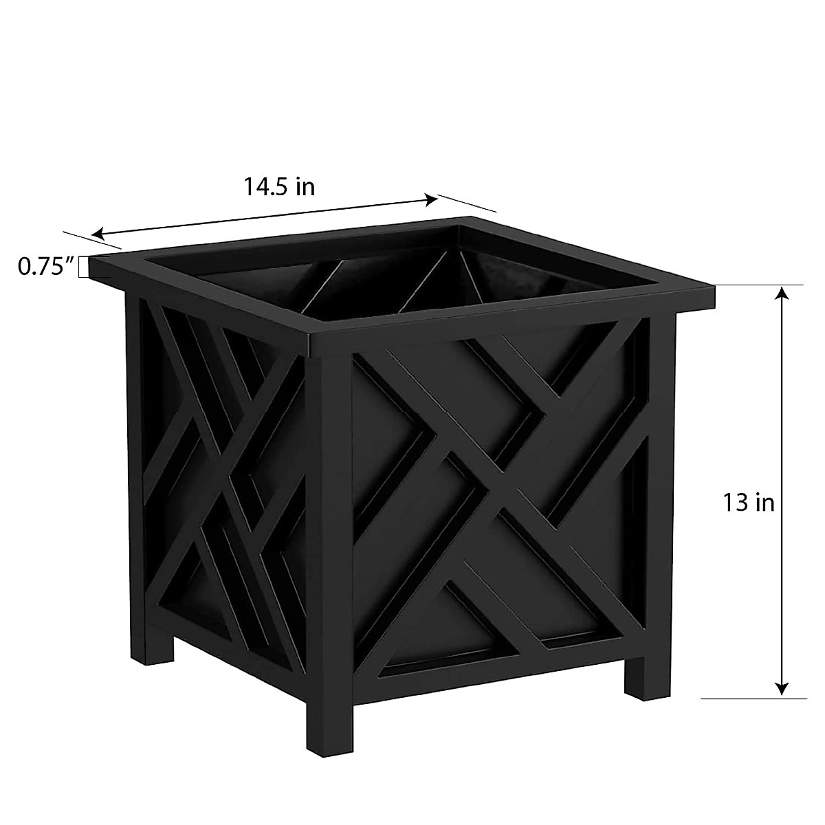 Trenton Gifts Chippendale Planters. Set of 2 .Black. Great for Outdoor Decor, Patio and Lawn Plant Holder