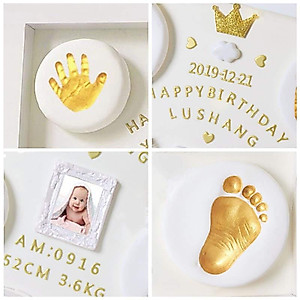 Nifyto Baby Handprint Footprint Ornament Keepsake Kit, Baby Nursery Memory Art Kit, Xmas Gifts, Precious Moment for Newborn,Baby Boy/Girl, Personalized Baby Prints(White)…