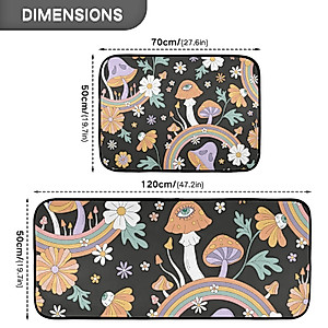 NFMILI (Mystical Mushroom) Kitchen Mat 2 PCS Cushioned Anti-Fatigue Kitchen Rug, Waterproof Non-Slip Floor Mats Thick Ergonomic Comfort Standing Mat for Kitchen Sink Laundry Room Bedroom Living Room