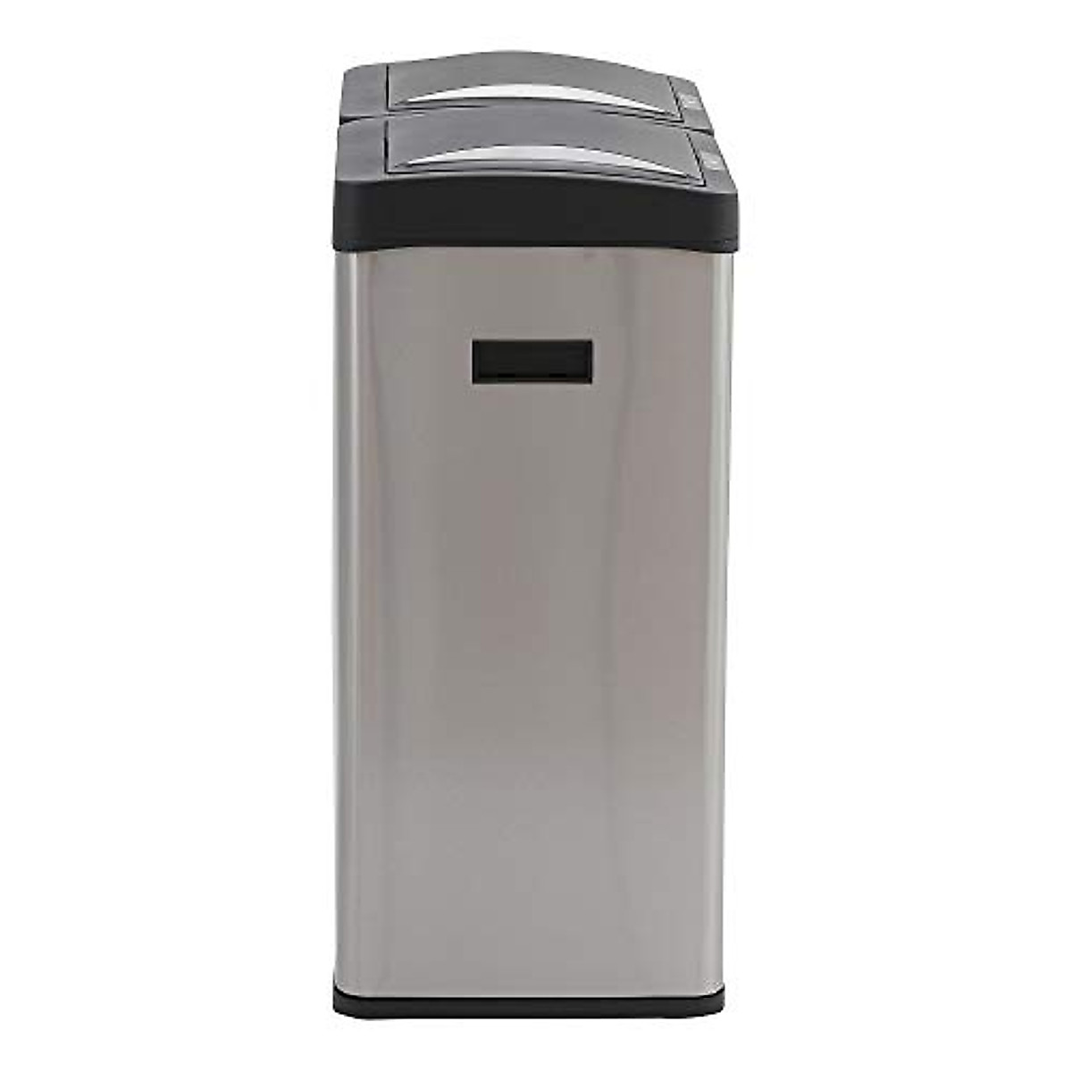 Design Trend Stainless Steel Dual Compartment Sensor Trash Can Recycler with Soft Close Lids | Two 30 Liter / 8 Gallon Bins, Silver