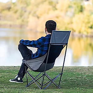 MacSports XP High Back Collapsible and Portable Compact Camping Chair with Lumbar Support Steel Frame and Polyester Fabric, Gray