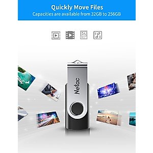 Netac 128GB USB Stick USB 3.0 Flash Drive, Up to 90MB/s, Thumb Drive for Data Storage, Pen Drive with Swivel Design, Memory Stick for External Storage Data/Computer/PC/Laptop/Sound