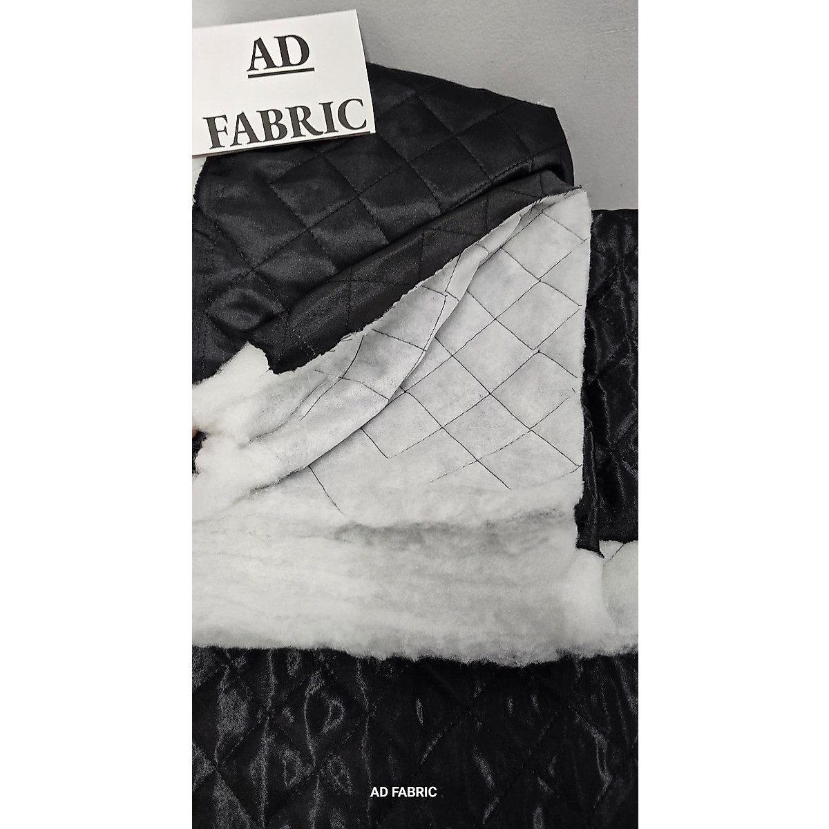 AD FABRIC, Polyester Quilted Padded Lining Fabric Black, 60" Wide, Sold by Yard, in Yards Continuous.