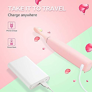 MICESHU Kids Electric Toothbrush, Soft Sonic Tooth Brush Powerful Cleaning with 3 Modes for Children Boys and Girls Age 3+, Waterproof for Shower (Pink)