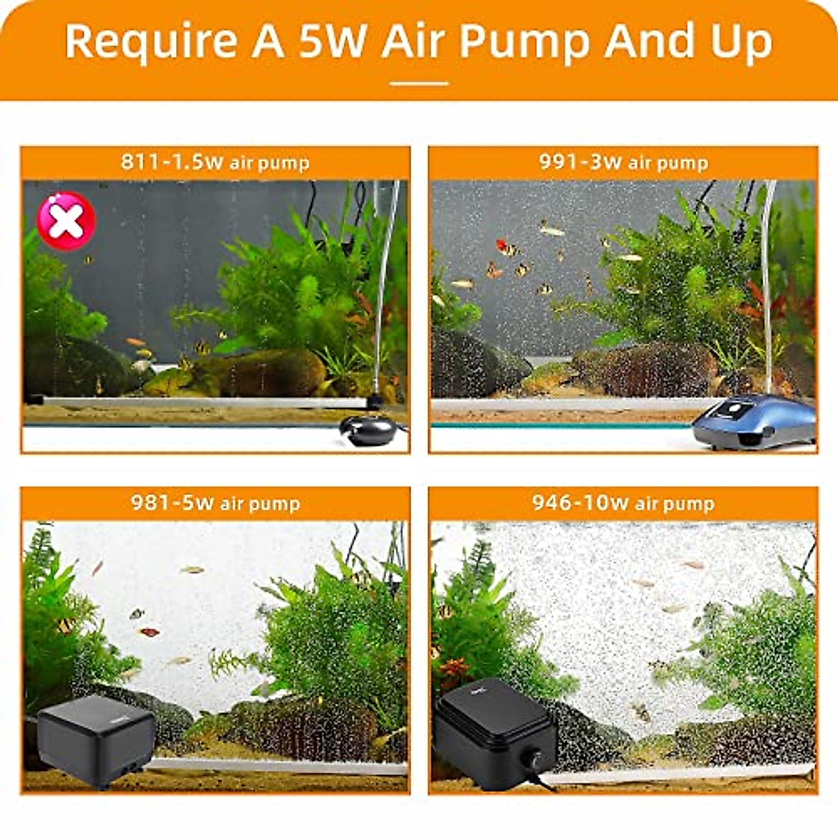 hygger Bubble Curtain Wall Aquarium Air Stone Kit, Fish Tank Air Bubbler Dissolved Oxygen Aerator Stone with Air Tubing Diffuser Bubbling Decoration for Pond 16-Inch