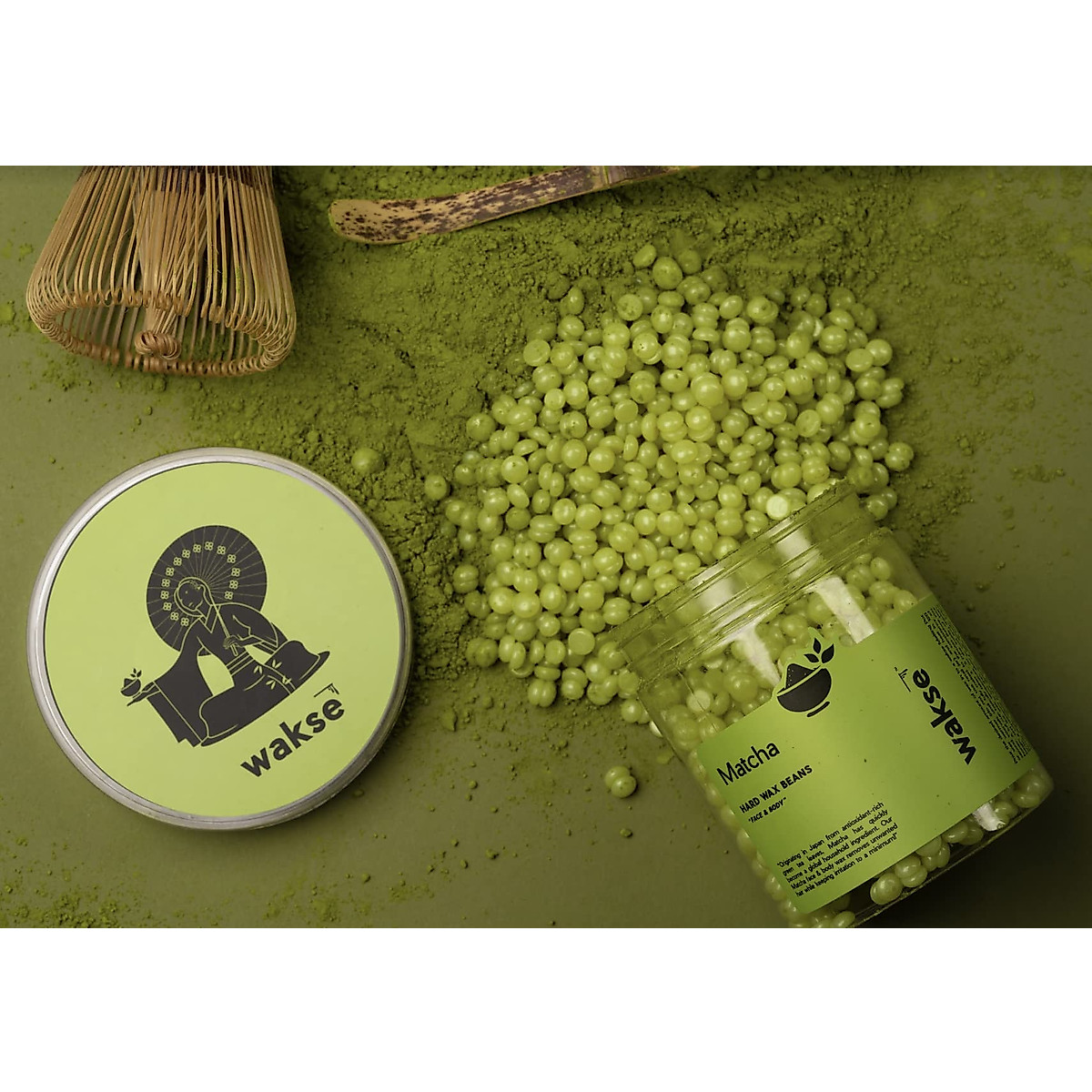 wakse Matcha Hard Wax Beans (12.8oz), 12.8 Ounce