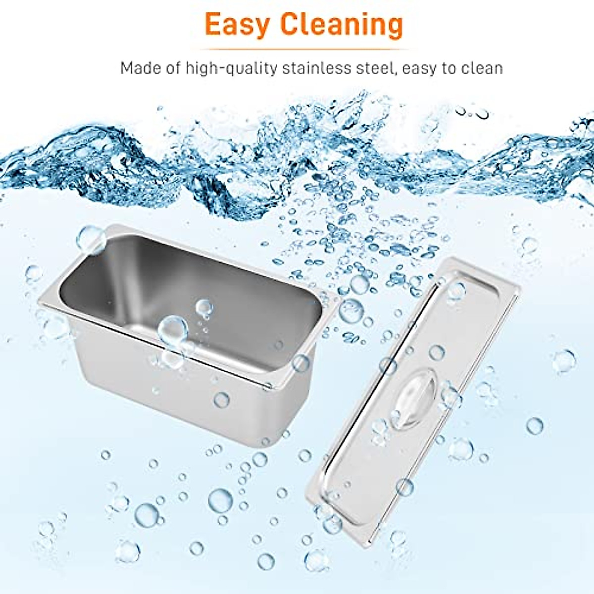 ROVSUN 42.3QT 1200W Electric Commercial Food Warmer, 6-Pan Steam Table 6.9 QT/Pan Stainless Steel Bain Marie Buffet Countertop with Temperature Control & Lid for Parties, Catering, Restaurants 110V