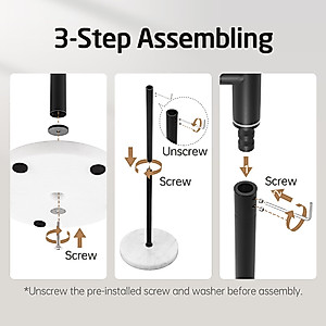 KES Matte Black Towel Racks for Bathroom with Weighted Marble Base, 40 Inch Free Standing Pool Towel Rack Outdoor, 3 Swivel Bars, Premium 18/8 Stainless Steel, BTH219-BK