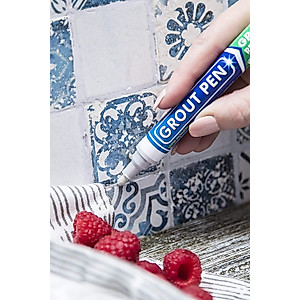 Grout Pen Light Grey Tile Paint Marker: Waterproof Grout Paint, Tile Grout Colorant and Sealer Pen - Light Grey, Narrow 5mm Tip (7mL)