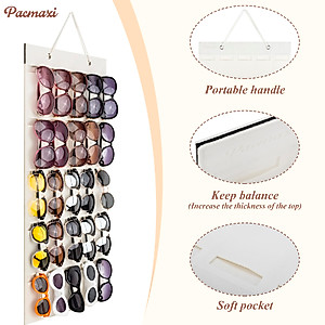PACMAXI Sunglasses Storage Organizer, Wall Pocket Mounted by Sunglasses, Hanging Eyeglasses Storage Holder, Eyewear Display. (Ivory white, 25 Slot)