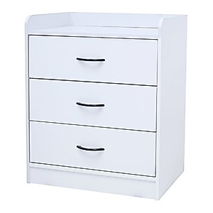 Kings Brand Furniture Jericho White Wood 3 Drawer Chest