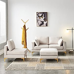 LCH Convertible, L Shaped Reversible Chaise, Sectional Sofa Couch for Small Space, Beige