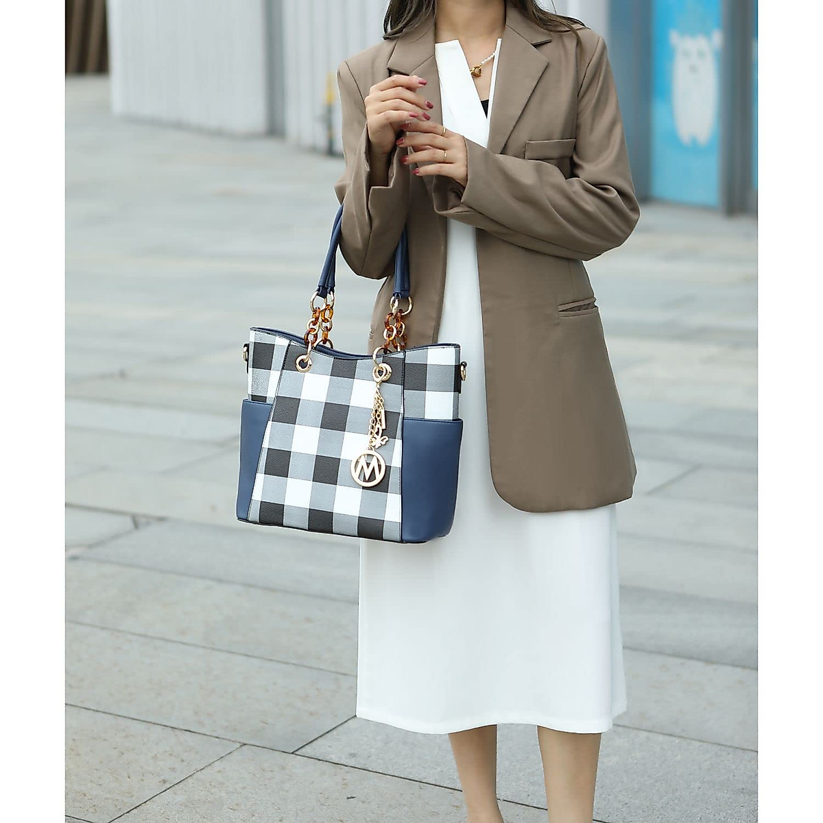 MKF Shoulder Bag for Women Set Handbag Wallet Purse - Top-Handle Tote - Removable Shoulder Strap Vegan Leather