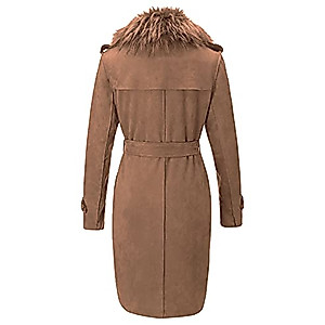 Bellivera Women Faux Suede Leather Jacket Comfy Overcoat FF20 D.Brown L