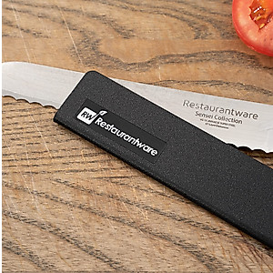 Restaurantware Sensei 10 x 1.5 Inch Knife Sleeve, 1 BPA-Free Knife Protector - Fits Bread Knife, Felt Lining, Black Plastic Knife Blade Guard, Durable, Cut-Proof
