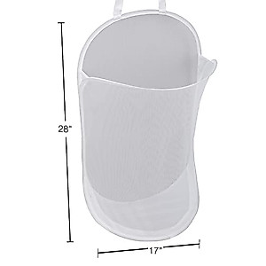 Smart Design Deluxe Mesh Over The Door Pop Up Hamper w/ Hook & Adjustable Strap - VentilAir Mesh Material - for Laundry & Clothes - Home - (Holds 3 Loads) (17 x 28 Inch) [White]