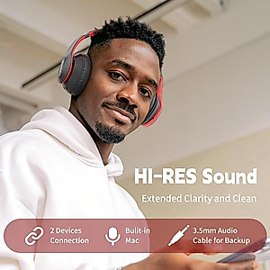 Glynzak Wireless Bluetooth Headphones Over Ear 65H Playtime HiFi Stereo Headset with Microphone and 6EQ Modes Foldable Bluetooth V5.3 Headphones for Travel Smartphone Computer Laptop