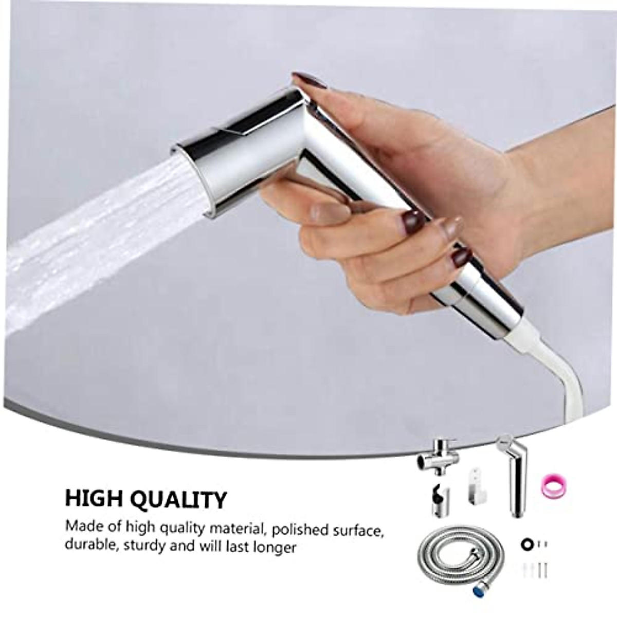 COOLHIYA 1 Set Toilet Sprayer Shower Head Kit Hand Held Bidet Cleaning Kits Hand Shower Handheld Sprayer Kit Handheld Bidet Stainless Hose Cloth Diaper Sprayer Kit Bidet Hand Silver Copper