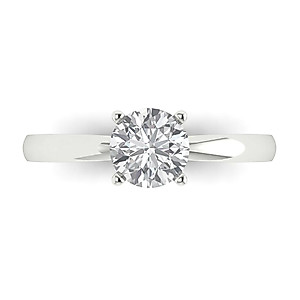 1 Ct Brilliant Round Cut Clear Simulated Diamond 14K White Gold Solitaire Engagement Promise Bridal Ring Size 10.25