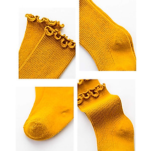 Ashmyova Baby Girls Boys Combed Cotton Socks Toddler Ankle Ruffles Sock Non-Slid for Newborn Infant Childrens 6PACK Size 3-5T