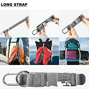 Elastic Jacket Gripper Travel Strap with D-ring Hooks and buckle, Suitcase Straps Belts Travel Accessories, Makes Your Hands Free,Gray