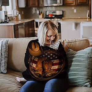 USA Western Nursing Covers for Breastfeeding Baby Stroller and Car Seat Combo Cowboy Hat with Boots Rope on American Flag Carseat Canopy Baby Cart High Chair Infinity Scarf