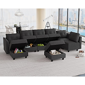 LLappuil Oversized Velvet Modular Sofa 10 Seater U Shaped Sectional with Storage Waterproof, Anti-Scratch Sectional Couch with Reversible Chaise, Grey Brown