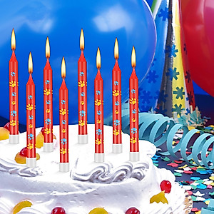 MTLEE 12 Pcs Dog Paw Birthday Candles Dog Patrol Toppers Candles Blue Yellow and Red Dog Paw Birthday Cake Topper for Kid Boy Girl Paw Birthday Decoration Dog Patrol Pet Puppy Cat Party Supplies