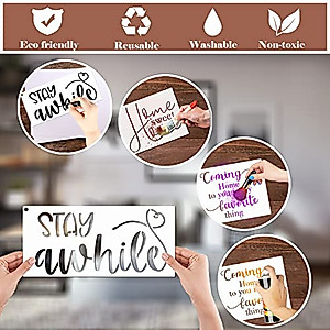 Word Stencils for Painting On Wood Sign Canvas Fabric, Reusable Welcome Farmhouse Burning Inspirational Art Craft Paint Stencil for Shirt Family Furniture Wall Card Making (20 Home)