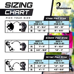 Knee Pads for Kids – POMELOLEAVE Knee and Elbow Pads for Kids and Teen Protective Gear 6 in 1 Set for Inline Skating, Rollerblades, Skateboard, Dirt Bike, Longboarding – Medium (9-12 Age), Black