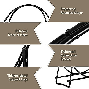 Happytools Firewood Rack, 40 Inch Heavy Duty Tubular Steel Round Log Hoop for Indoor and Outdoor, Black Wood Storage Holder for Fireplace, Fire Pit, Patio, Deck, Porch